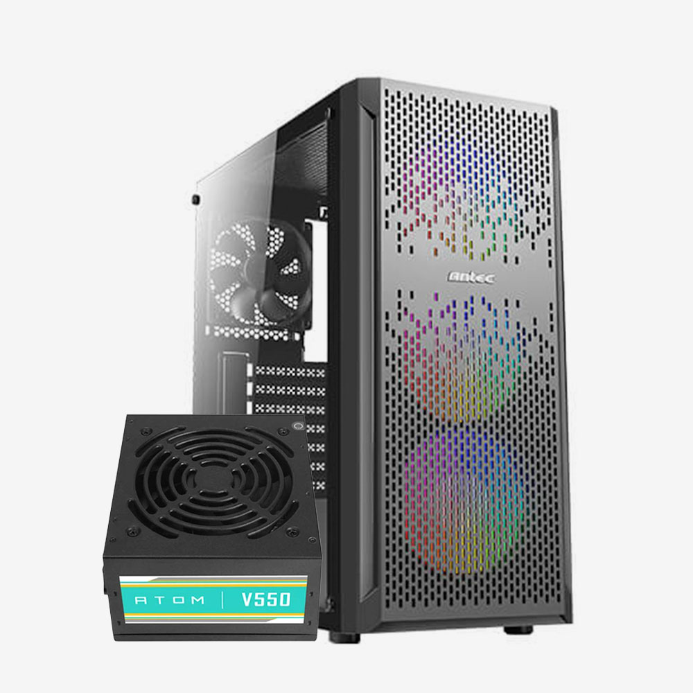 Antec NX290 3 Fan ARGB Black + PSU Antec Atom V550 - Hankerz Official